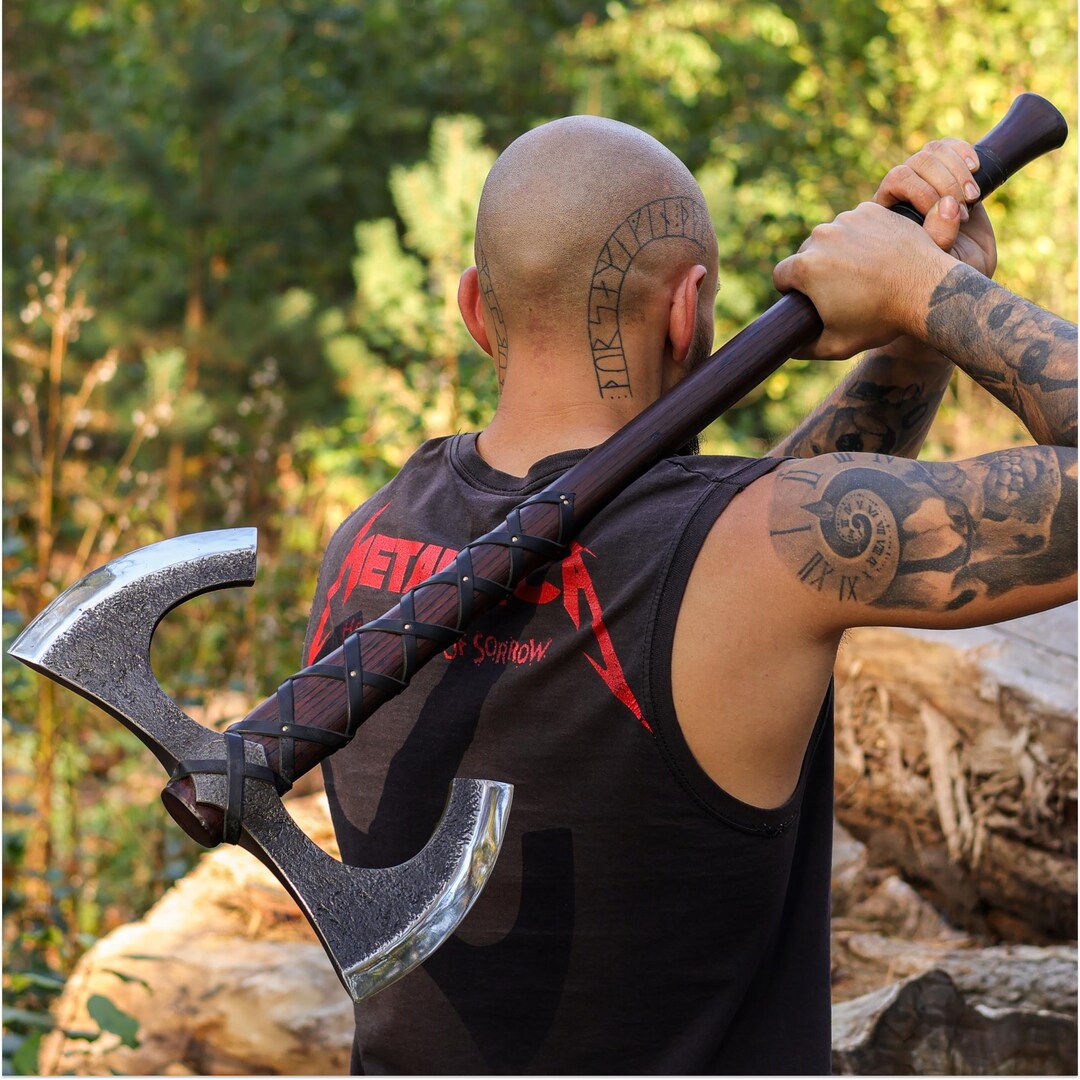 Viking Two Handed Axe Hand Forged, Custom Double Headed Big Axe With ...