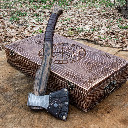 Valkyrie Axe With Personalized Engraved Wooden Box Hand - Etsy