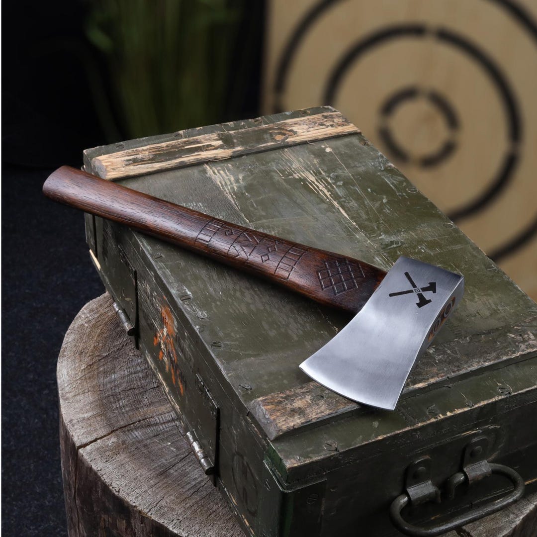 Forged Hatchet Handmade, Viking Chopping Axe Engraved, Bushcraft ...