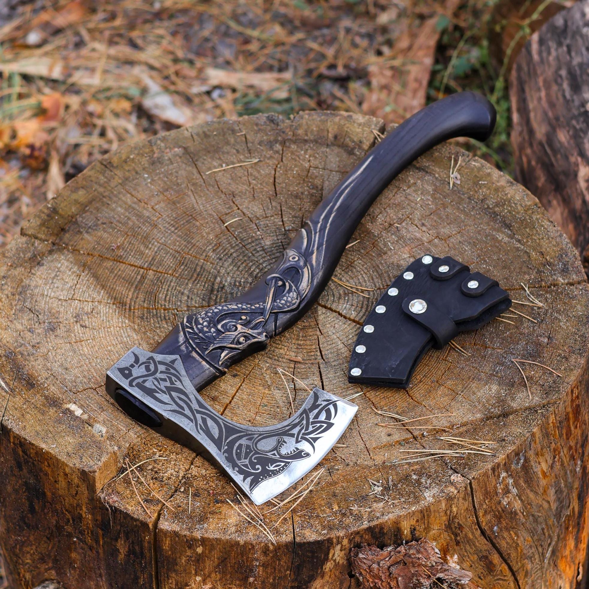 Viking Wolf Axe Fenrir Functional With Sheath, Norse Axe Hand Forged - Etsy