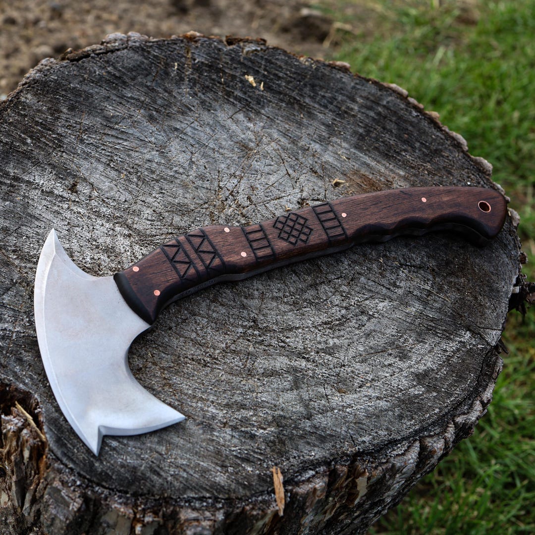Tomahawk Full Tang Axe, Hand Forged Hatchet With Sheath, Engraved ...