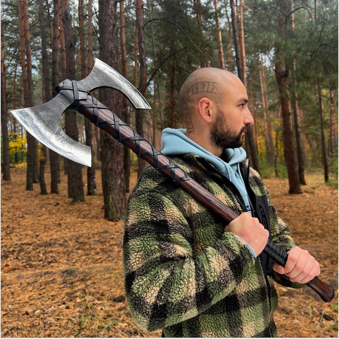 Viking Battle Axe Forged Two Handed Axe Custom Double Headed War Axe ...