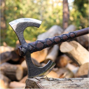 Double Blade Axe Handmade, Double Head Axe, Viking Long Axe, Two Handed ...