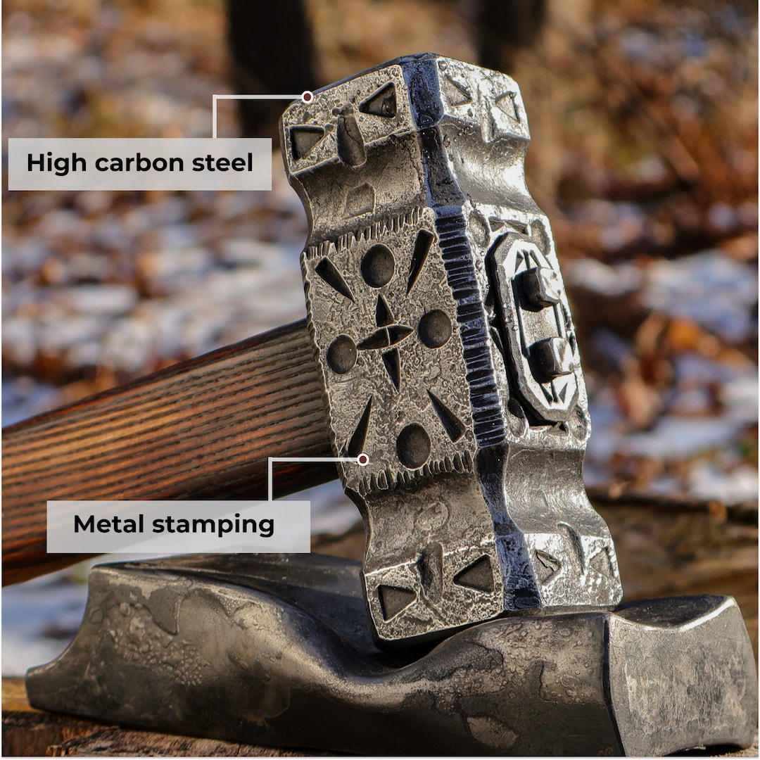 Viking War Hammer Functional Forged Nordic Hammer Steel Hammer Medieval ...