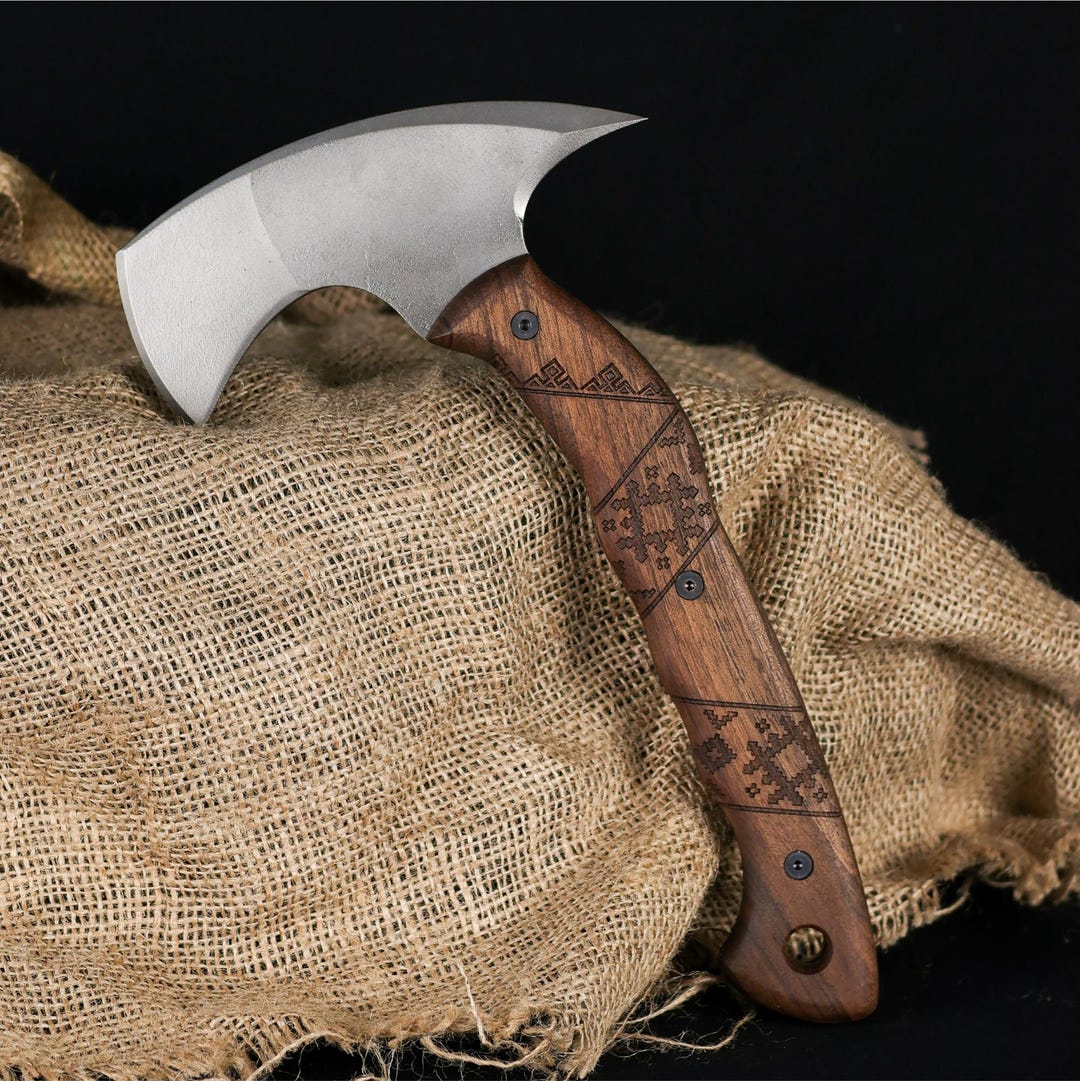 Tomahawk Full Tang Tactical Axe, Forged Hatchet With Sheath, Engraved ...