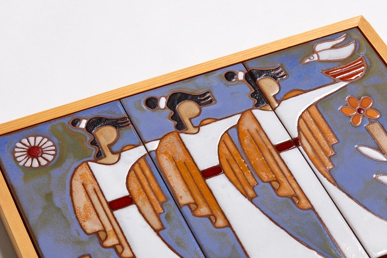 Art Tile Three Modern Figures Greek Mythology Handmade Ceramic - Etsy