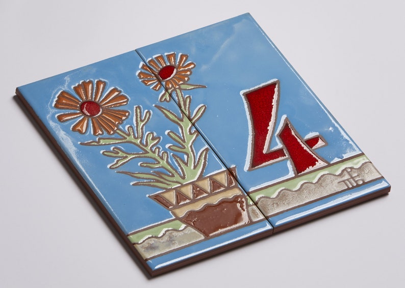 House Number Sign Handmade Ceramic Tile Zen Garden Farm Entrance Decor ...