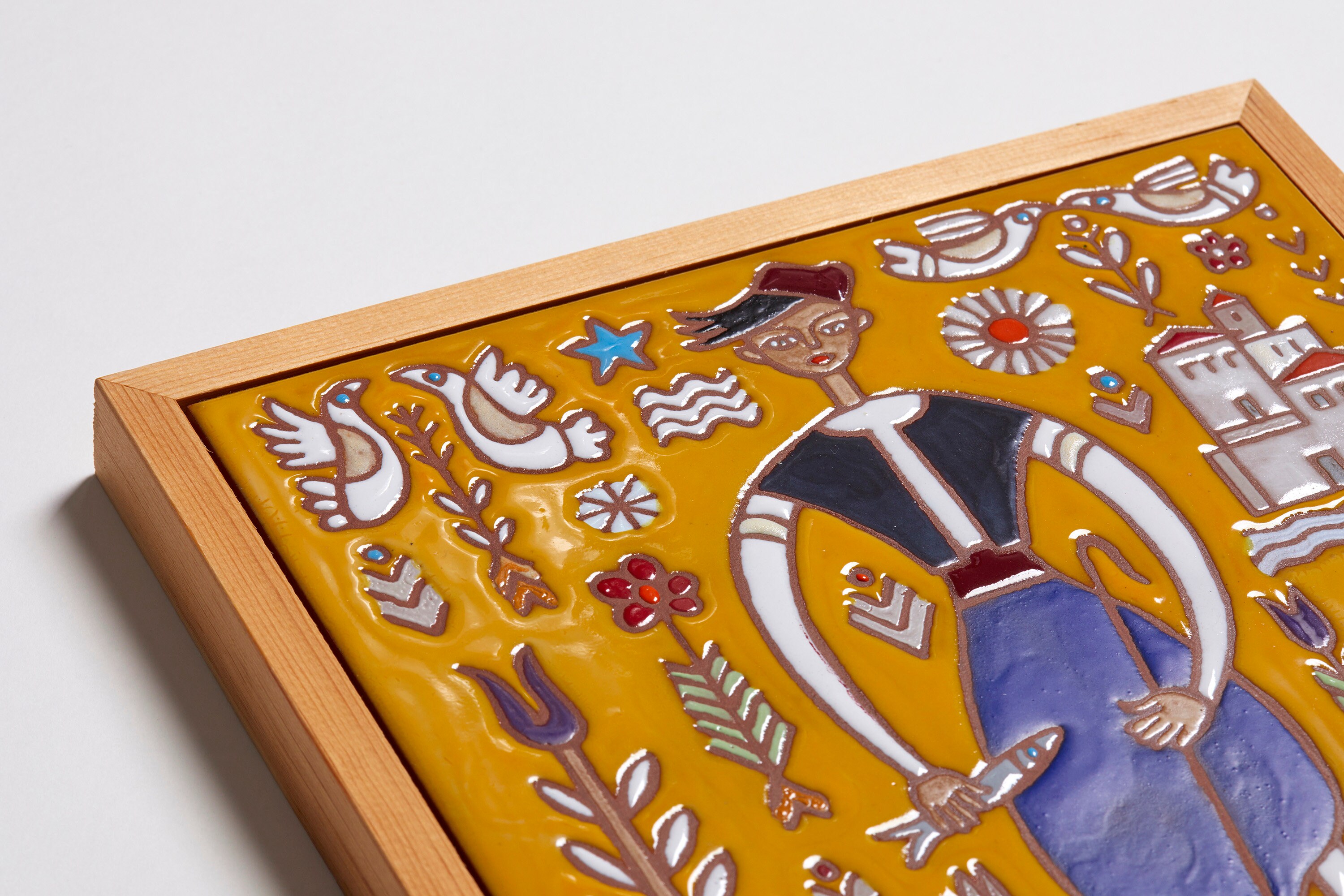 Greek Island Man Wall Decor Folk Art Handmade Ceramic Tile | Etsy