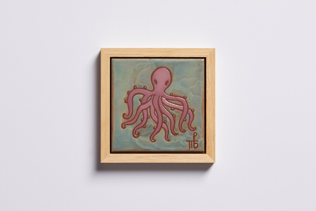 Octopus Tile Handmade Ceramic Wall Art Underwater Life Kitchen ...