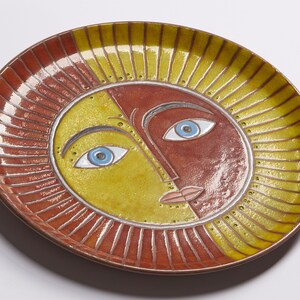Sun Ceramic Plate Decorative Pottery Sun Wall Hanging Handpainted ...