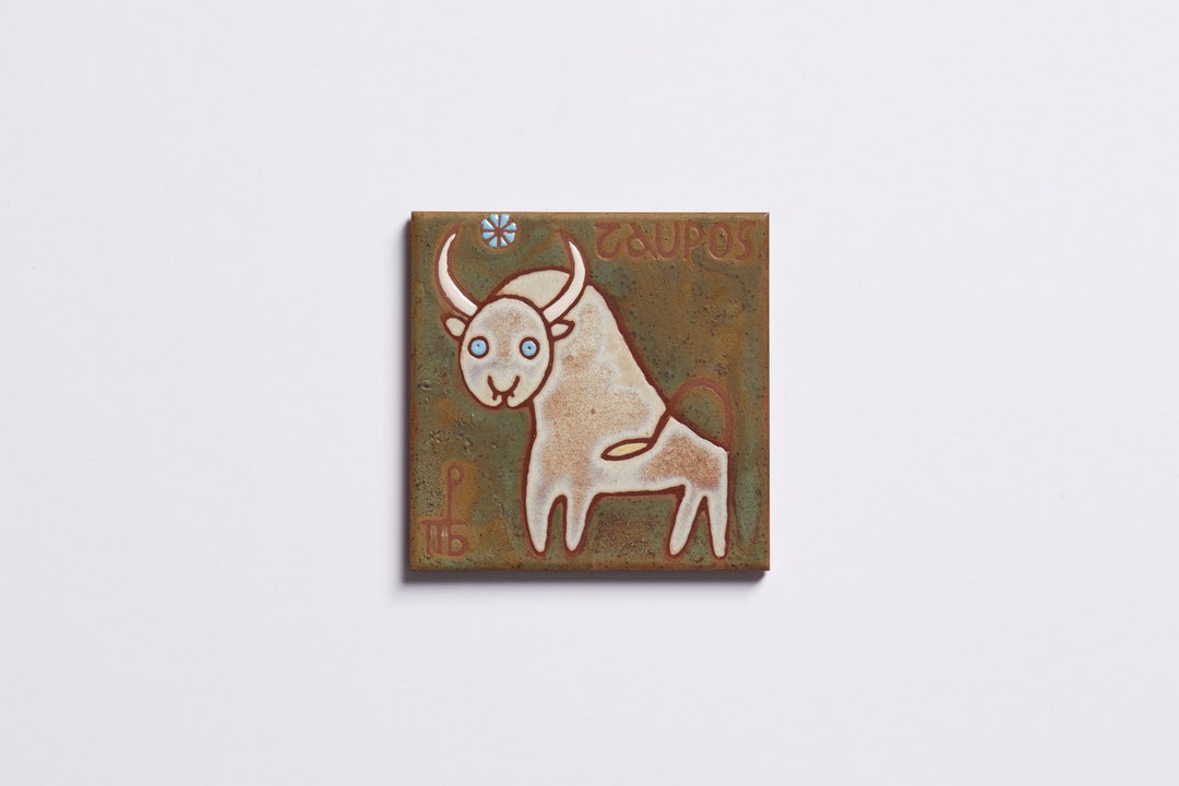 Taurus Zodiac Sign Ceramic Tile Wall Art Handmade Plaque Personalized ...