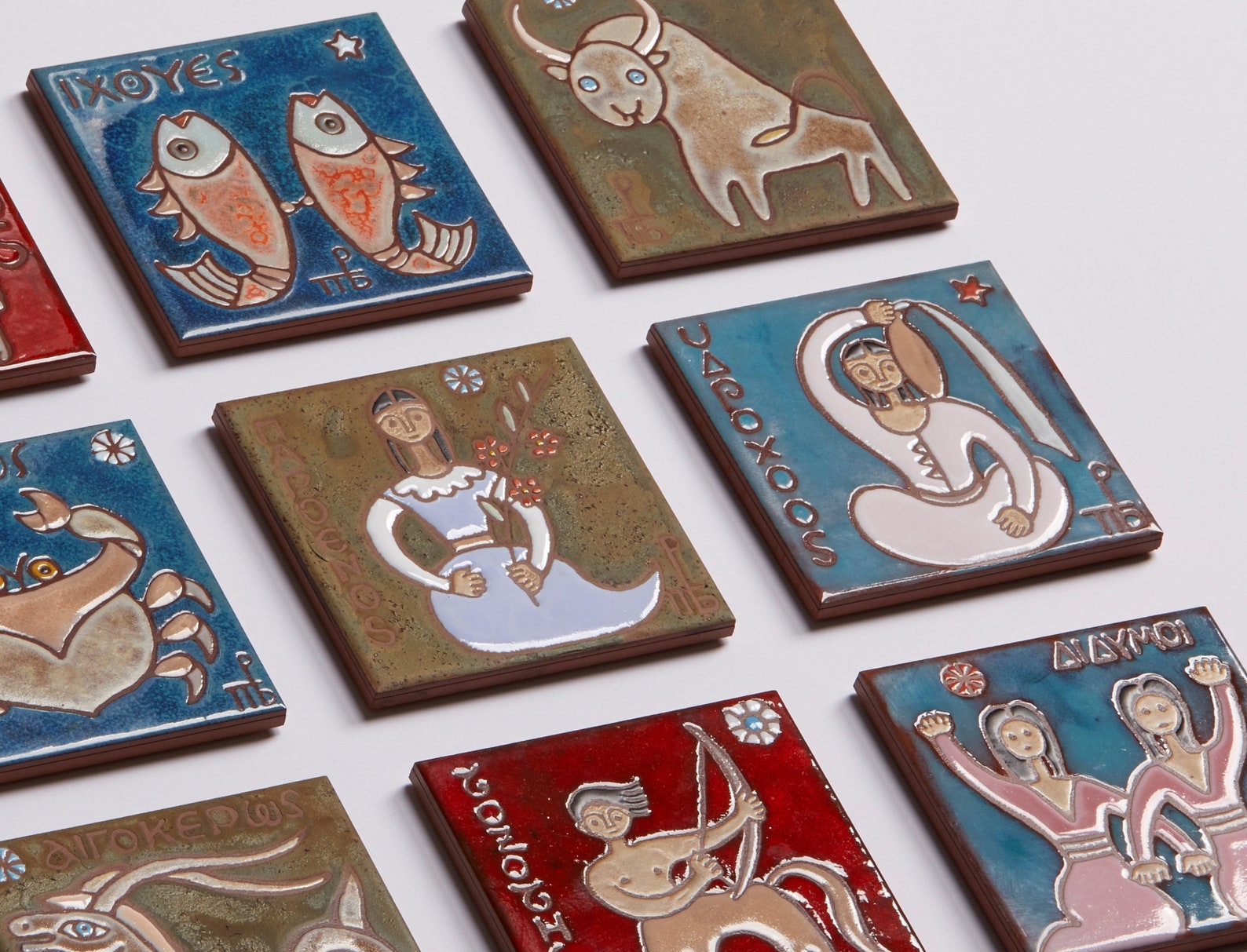 Complete Set of Zodiac Tiles Featuring 12 Different Star Signs ...