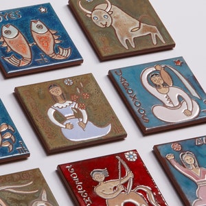 Complete Set of Zodiac Tiles Featuring 12 Different Star Signs ...