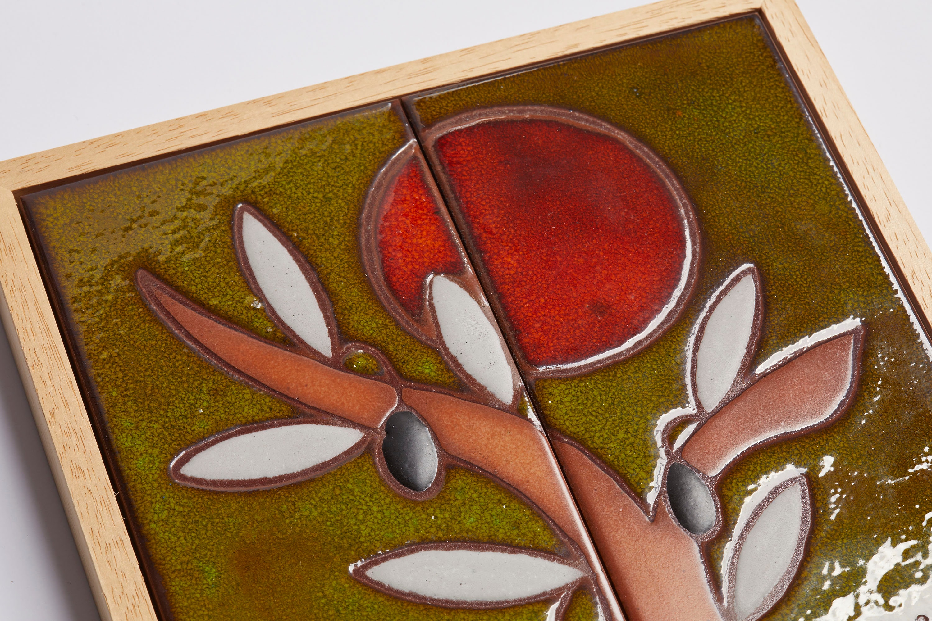 Olive Tree Ceramic Minimalist Wall Art Handmade Tile Framed | Etsy