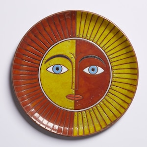 Sun Ceramic Plate Decorative Pottery Sun Wall Hanging Handpainted ...