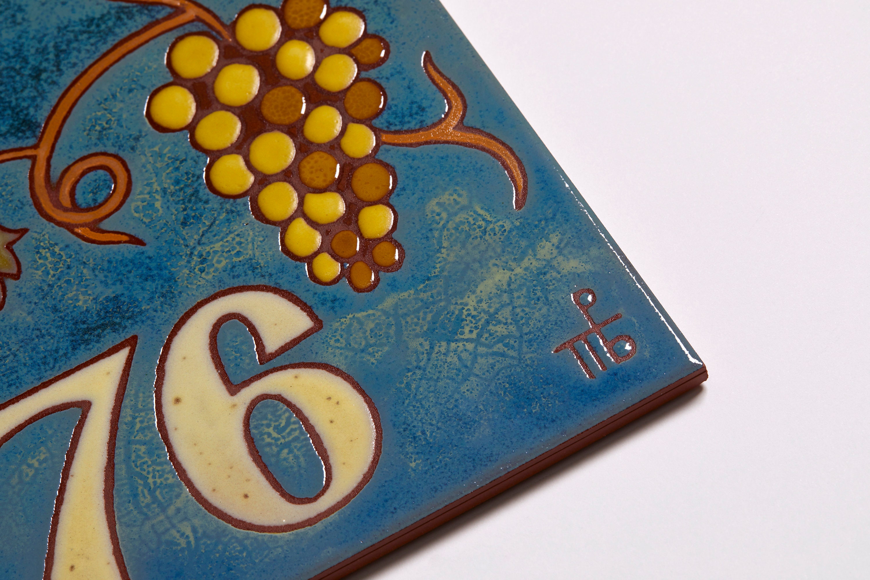 Bunch of Grapes Ceramic Handmade House Numbers Tile Decor Home Entrance ...