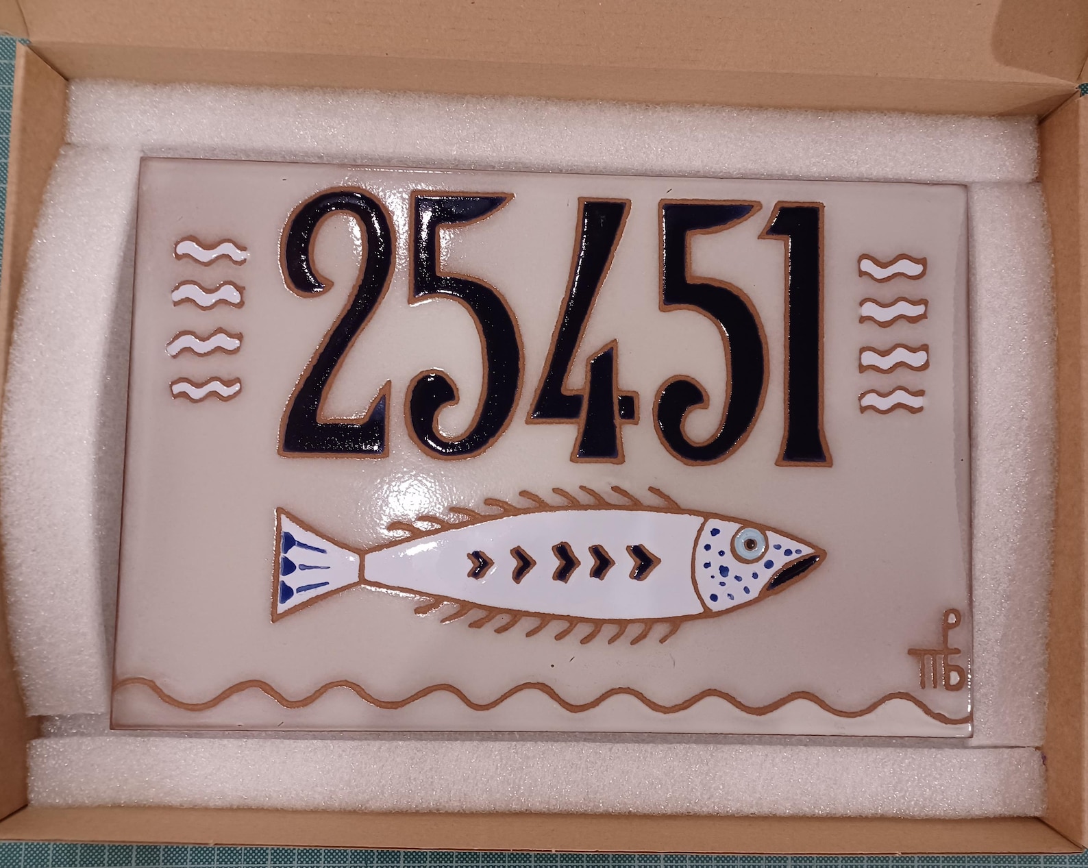 Beach House Number Plaque Handmade Ceramic Tile Custom Made Numbers ...