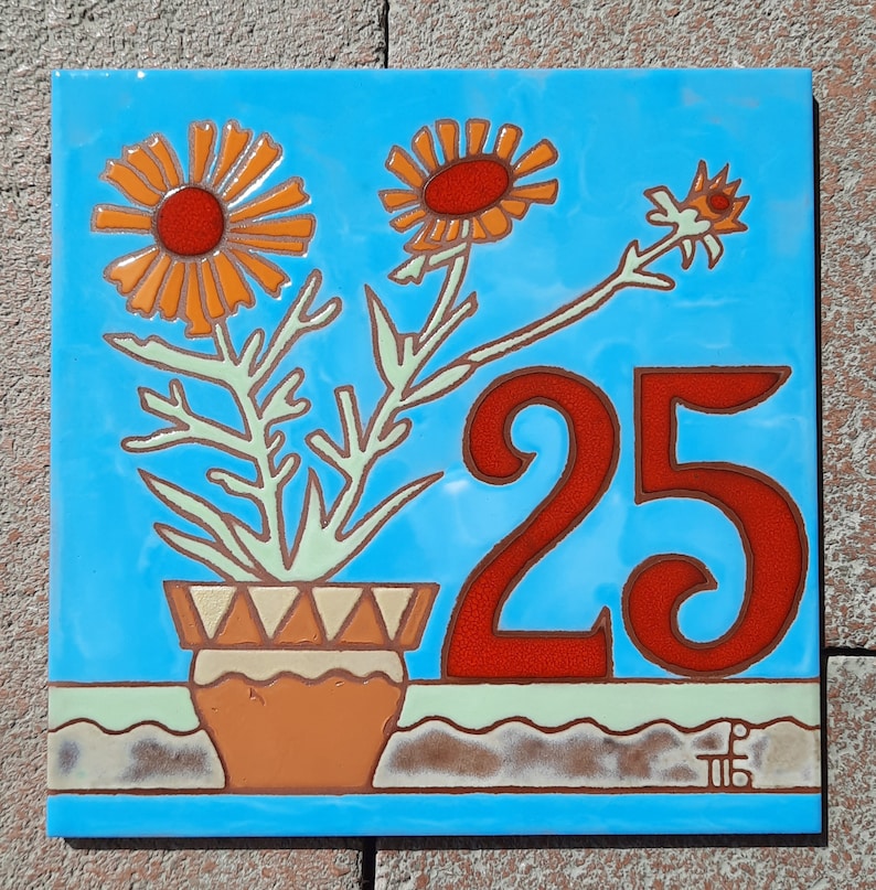 House Number Sign Handmade Ceramic Tile Zen Garden Farm - Etsy
