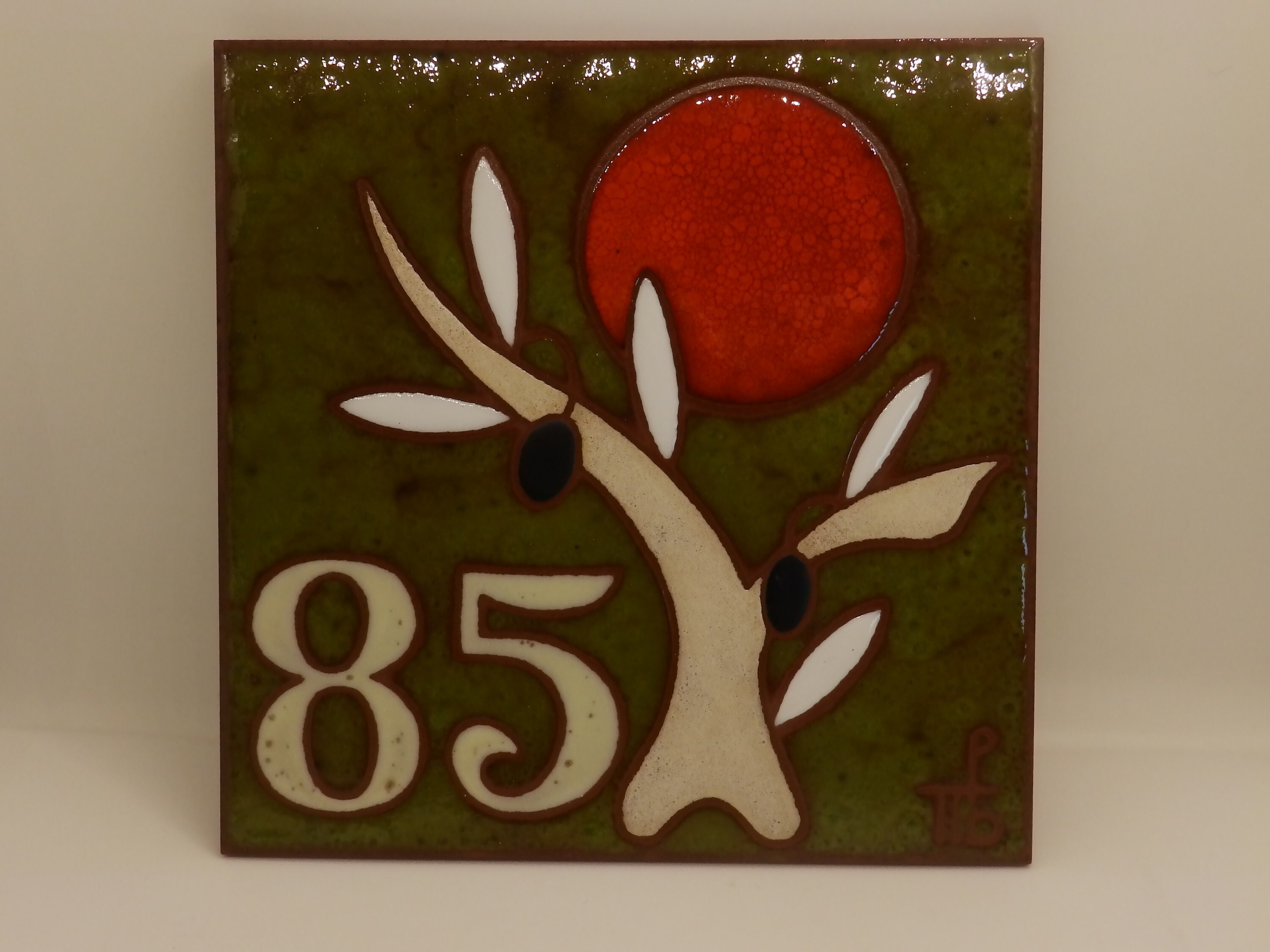 Olive Tree Ceramic Minimalist Wall Art Handmade Tile Framed | Etsy