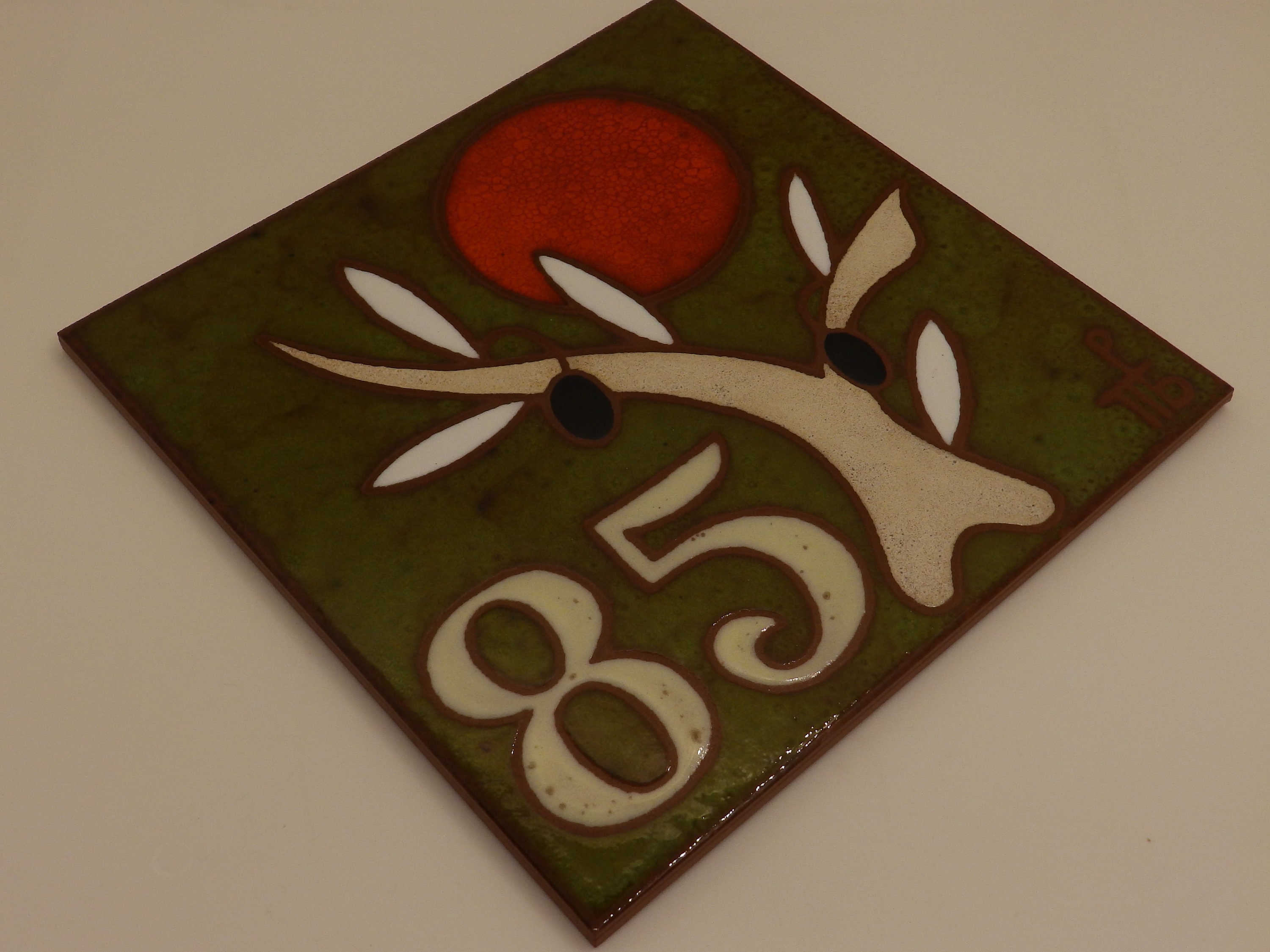 Olive Tree Ceramic Minimalist Wall Art Handmade Tile Framed | Etsy