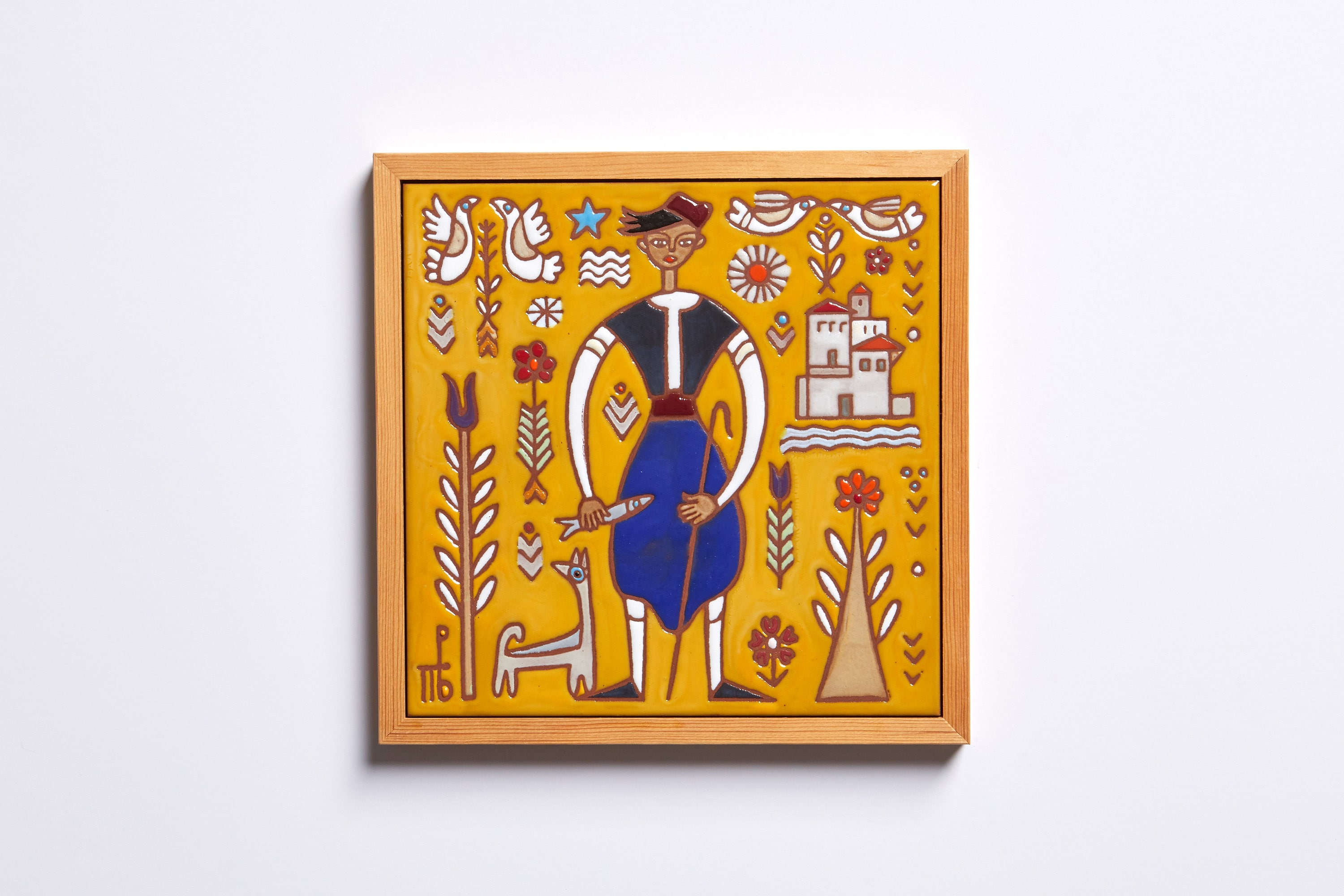 Greek Island Man Wall Decor Folk Art Handmade Ceramic Tile | Etsy