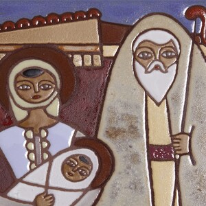 Nativity Scene Ceramic Tile Greek Folk Art Colorful Christmas ...