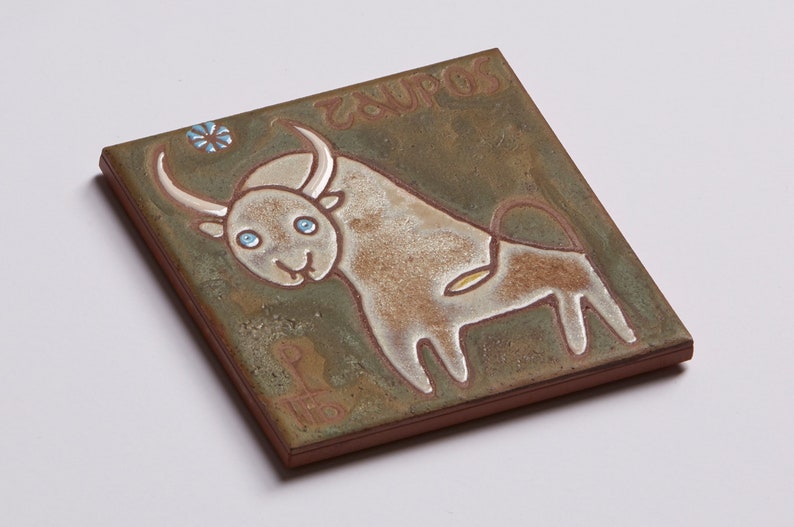 Taurus Zodiac Sign Ceramic Tile Wall Art Handmade Plaque - Etsy