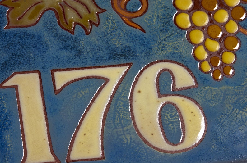 Bunch of Grapes Ceramic Handmade House Numbers Tile Decor Home Entrance ...
