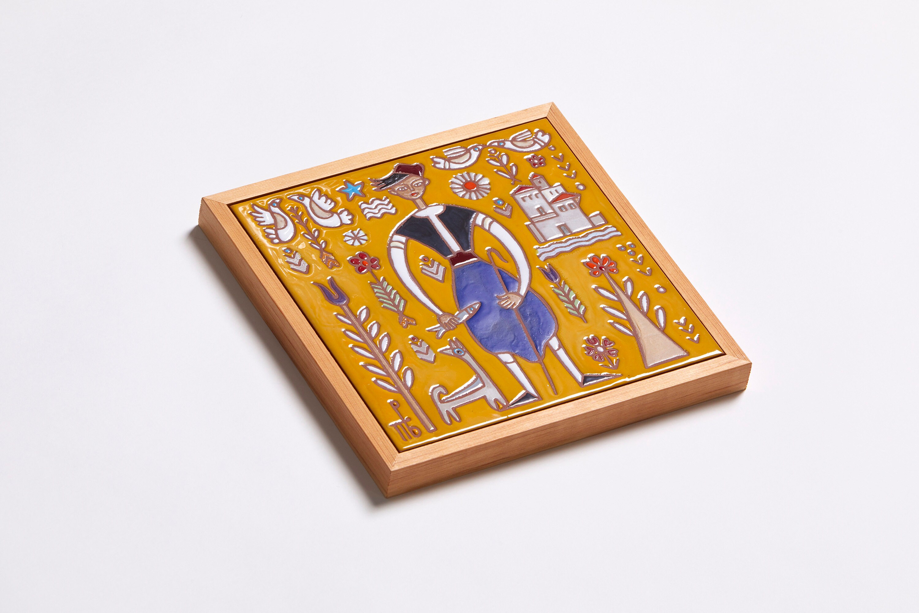 Greek Island Man Wall Decor Folk Art Handmade Ceramic Tile | Etsy