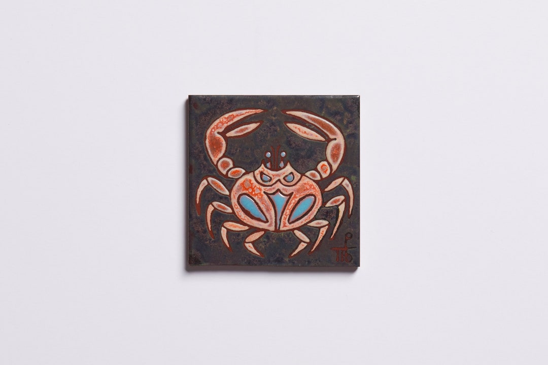 Crab Wall Art Ocean Art Handmade Ceramic Tile Sea Life Reef Lake House ...