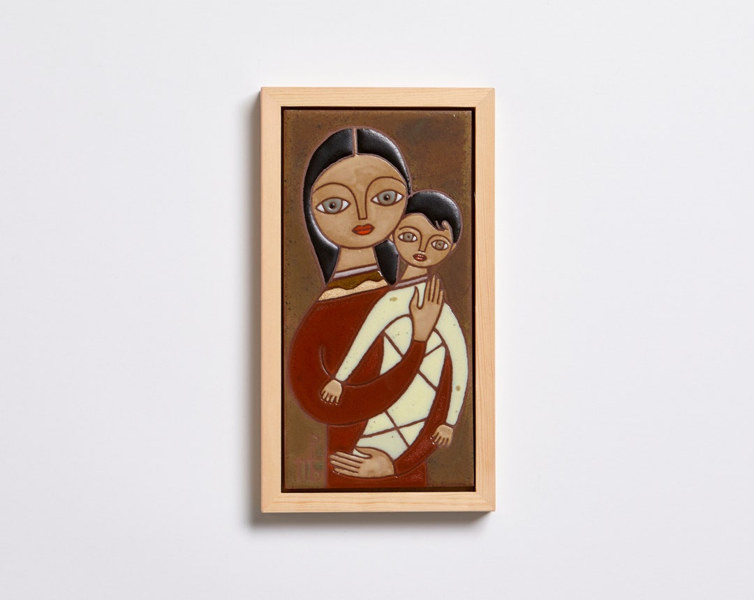 Mother Son Matching Portrait Ceramic Tiles Big Eyes Gift for Mom Family ...