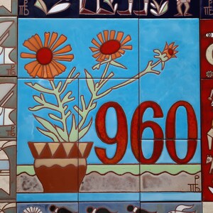 Handmade Ceramic Tile House Number Sign, Flower Pot Design - Etsy