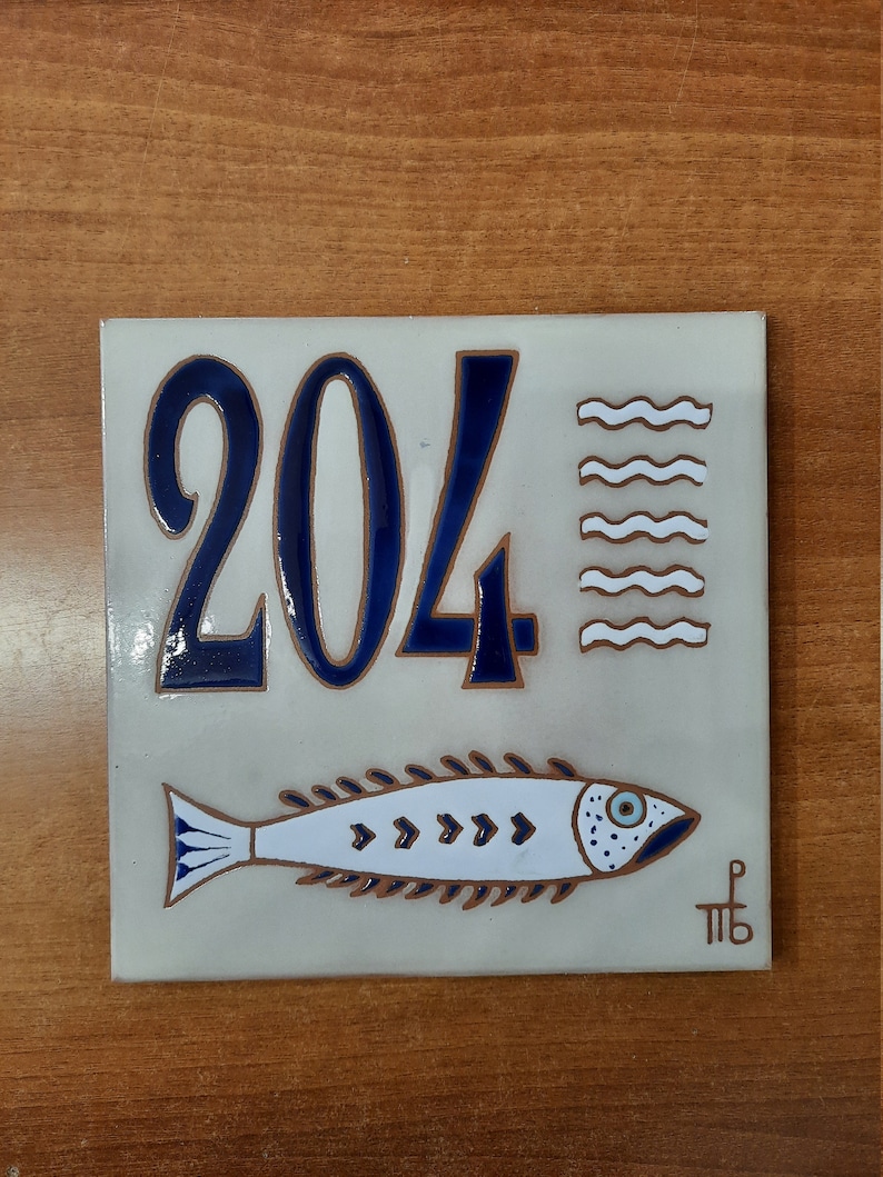 Beach House Number Plaque Handmade Ceramic Tile Custom Made Numbers ...