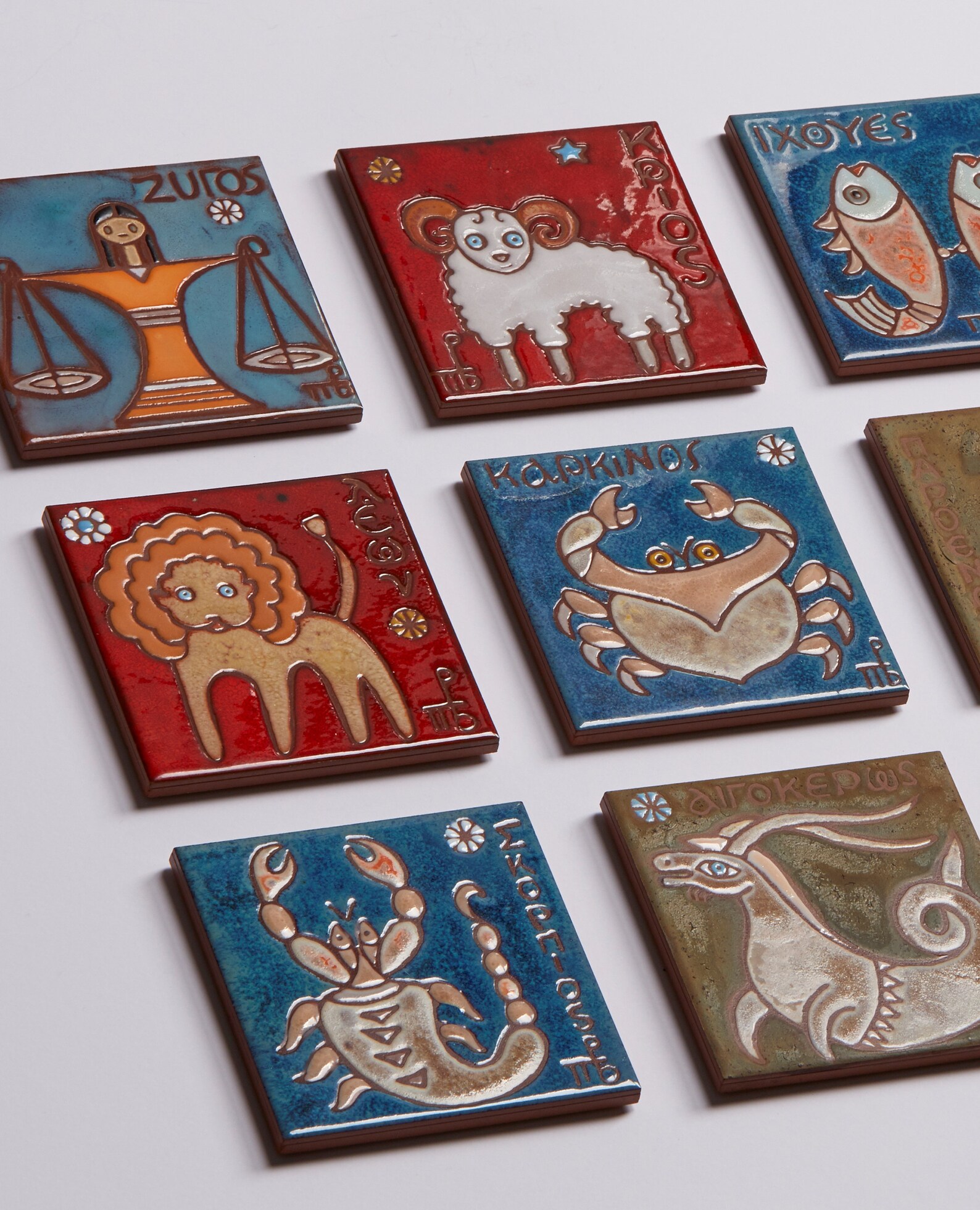 Complete Set of Zodiac Tiles Featuring 12 Different Star Signs ...