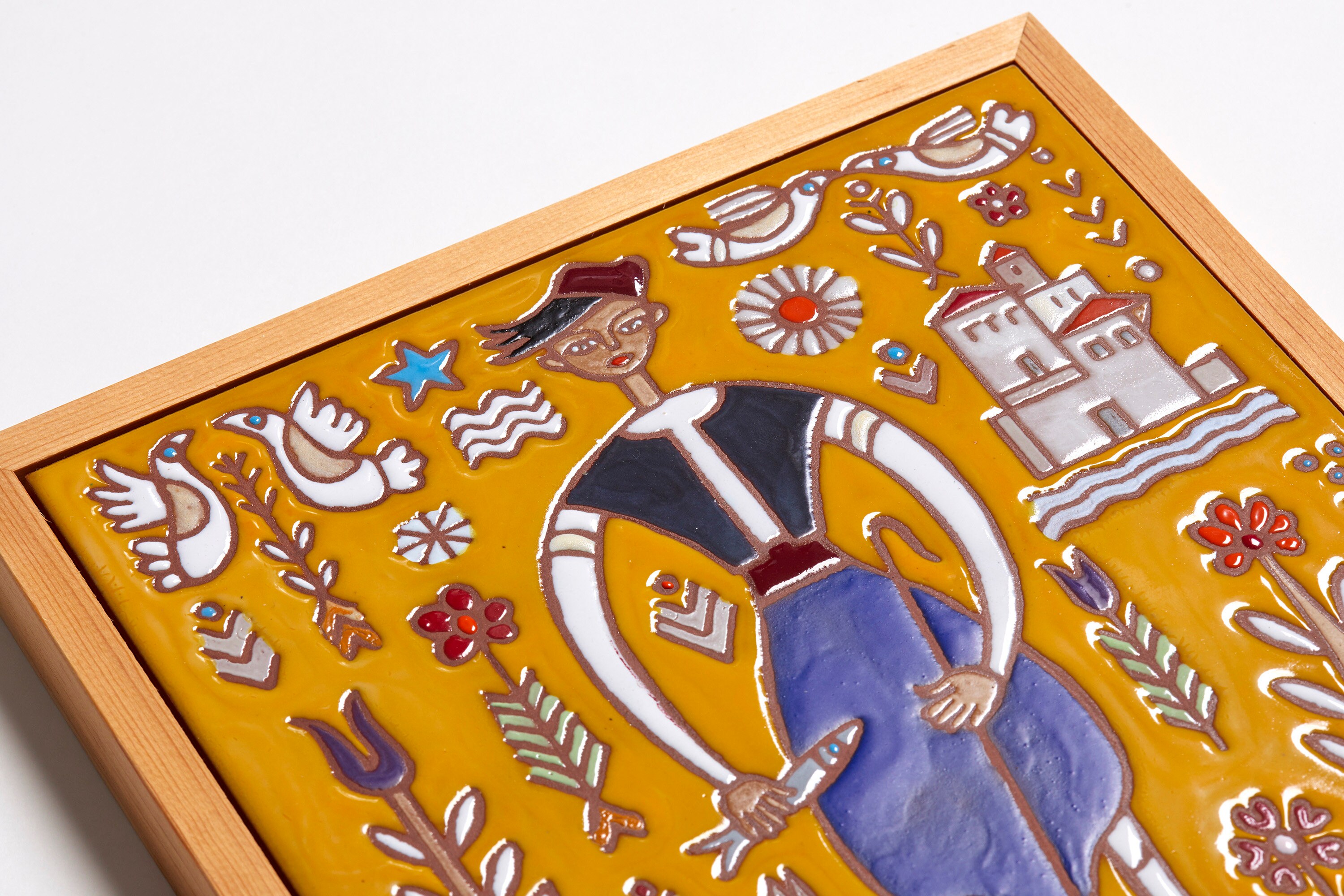 Greek Island Man Wall Decor Folk Art Handmade Ceramic Tile | Etsy