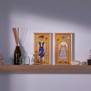 Farm Girl Vintage Greece Tile Modern Folk Art Yellow Color Gifts for ...