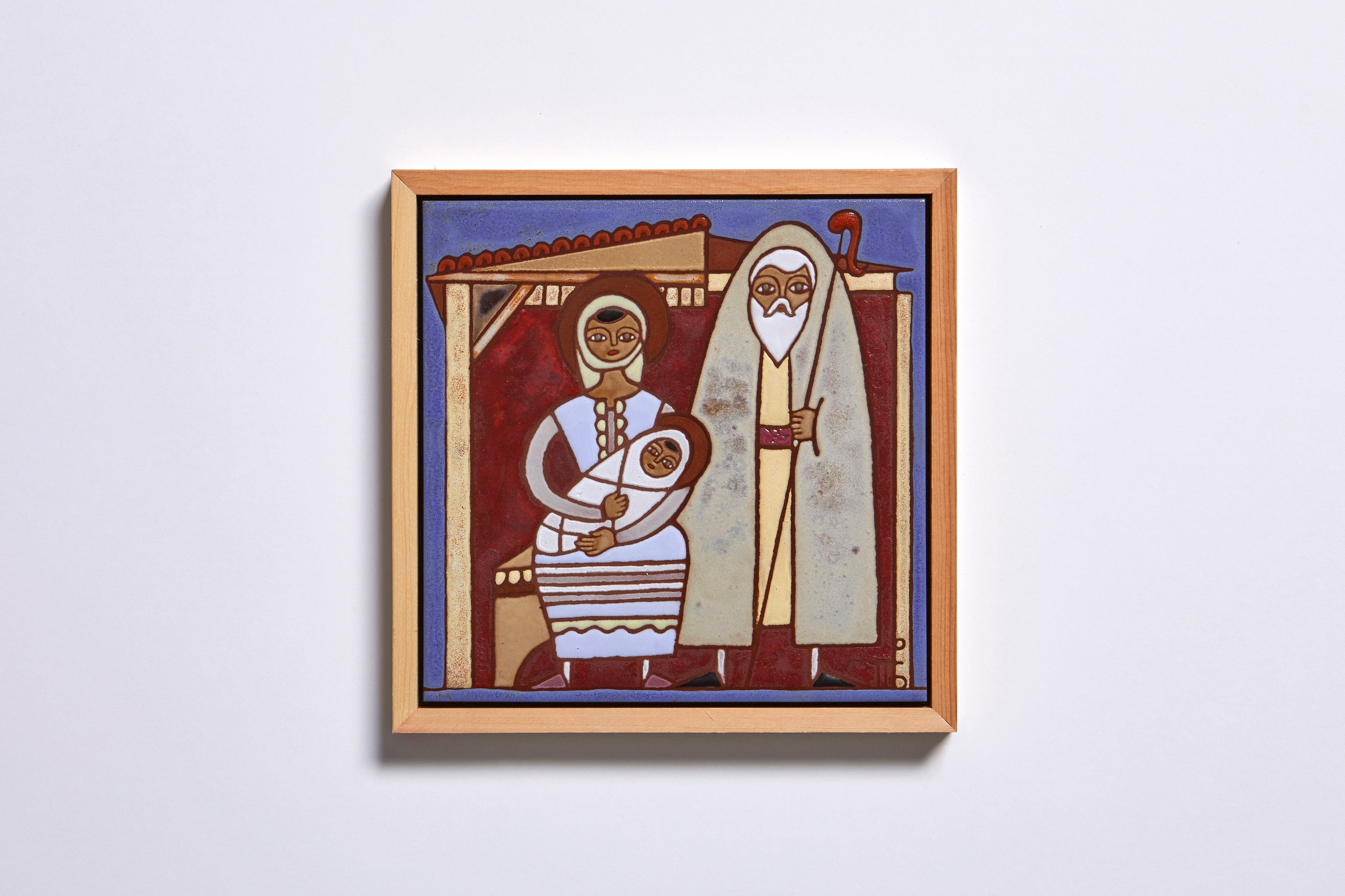 Nativity Scene Ceramic Tile Greek Folk Art Colorful Christmas ...