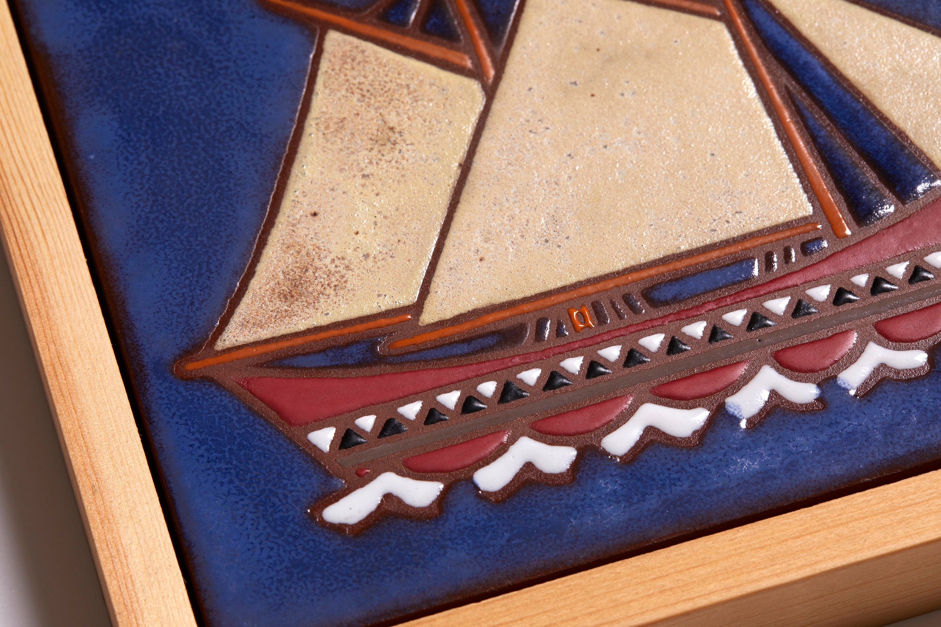 Nautical Wall Art: Handpainted Ceramic Ship With Sails - Seafaring ...