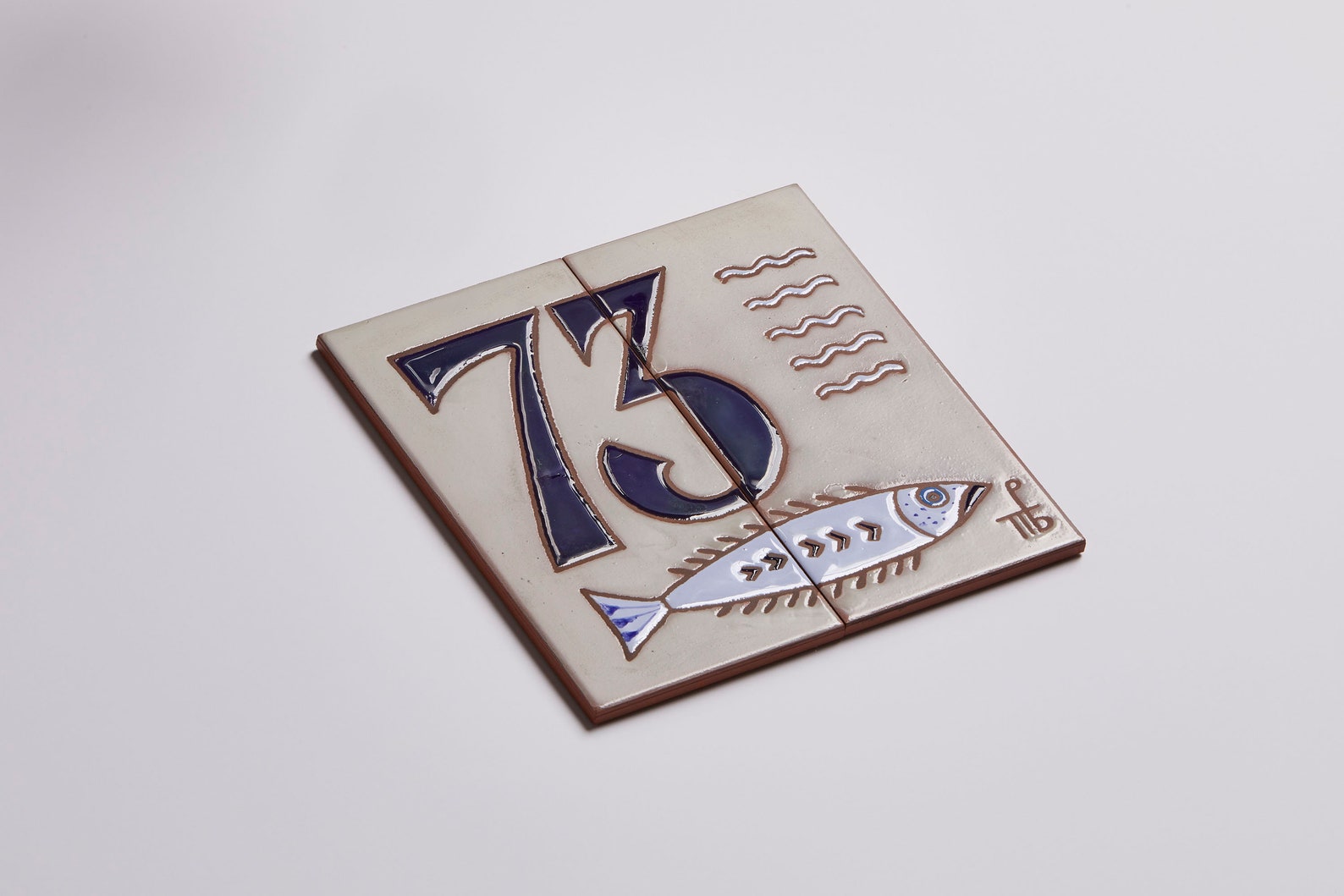 Beach House Number Plaque Handmade Ceramic Tile Custom Made Numbers ...