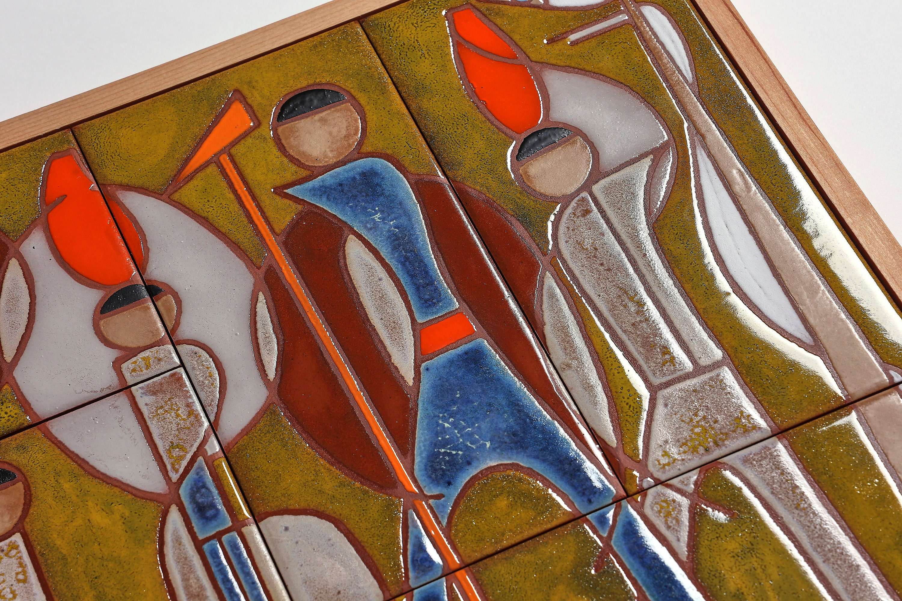 Figures Wall Art Tile Modern Art Handpainted Ceramic Plaque | Etsy