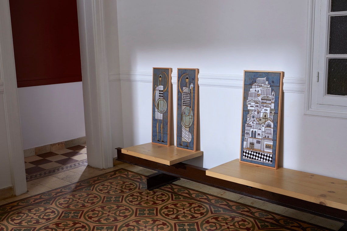 3 Piece Wall Art Ceramic Tiles Framed Wall Art Set Wall Mural - Etsy