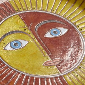 Sun Ceramic Plate Decorative Pottery Sun Wall Hanging Handpainted ...