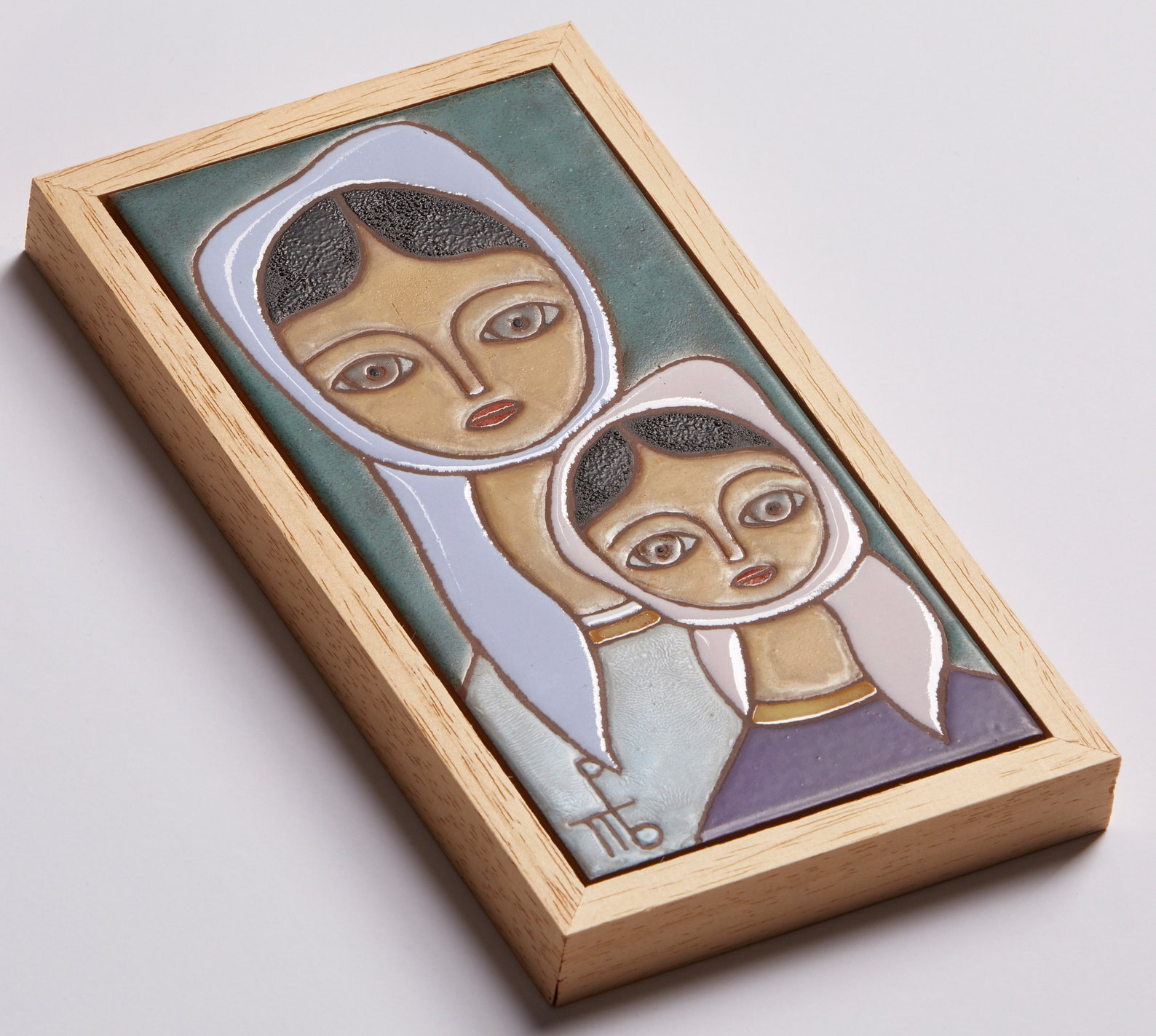 Mother Daughter Portrait Ceramic Tile Motherhood Family Reunion Gift ...