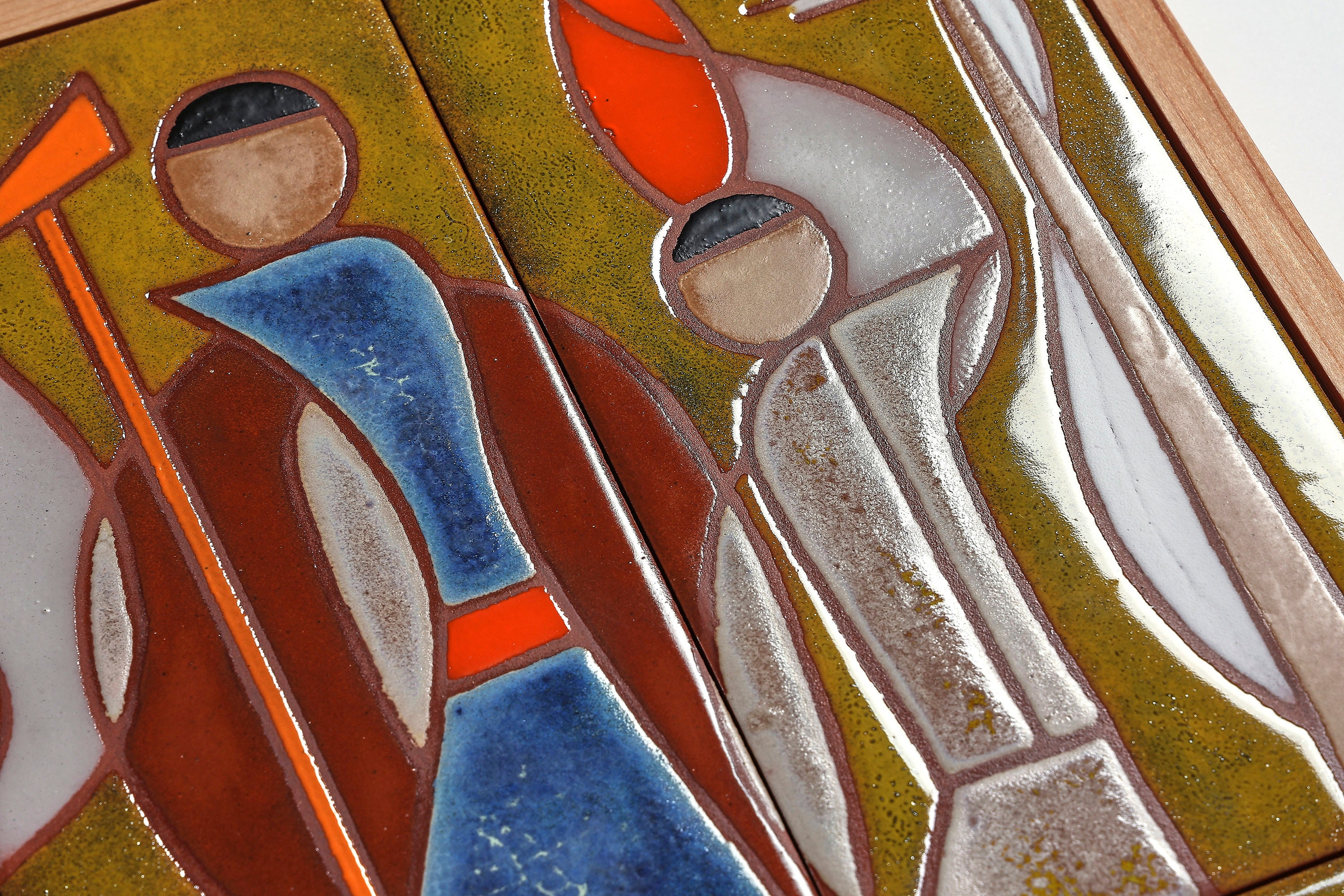 Figures Wall Art Tile Modern Art Handpainted Ceramic Plaque | Etsy