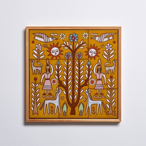 Floral Painting Art Ceramic Tiles Greece Modern Folk Art New Home Gift ...