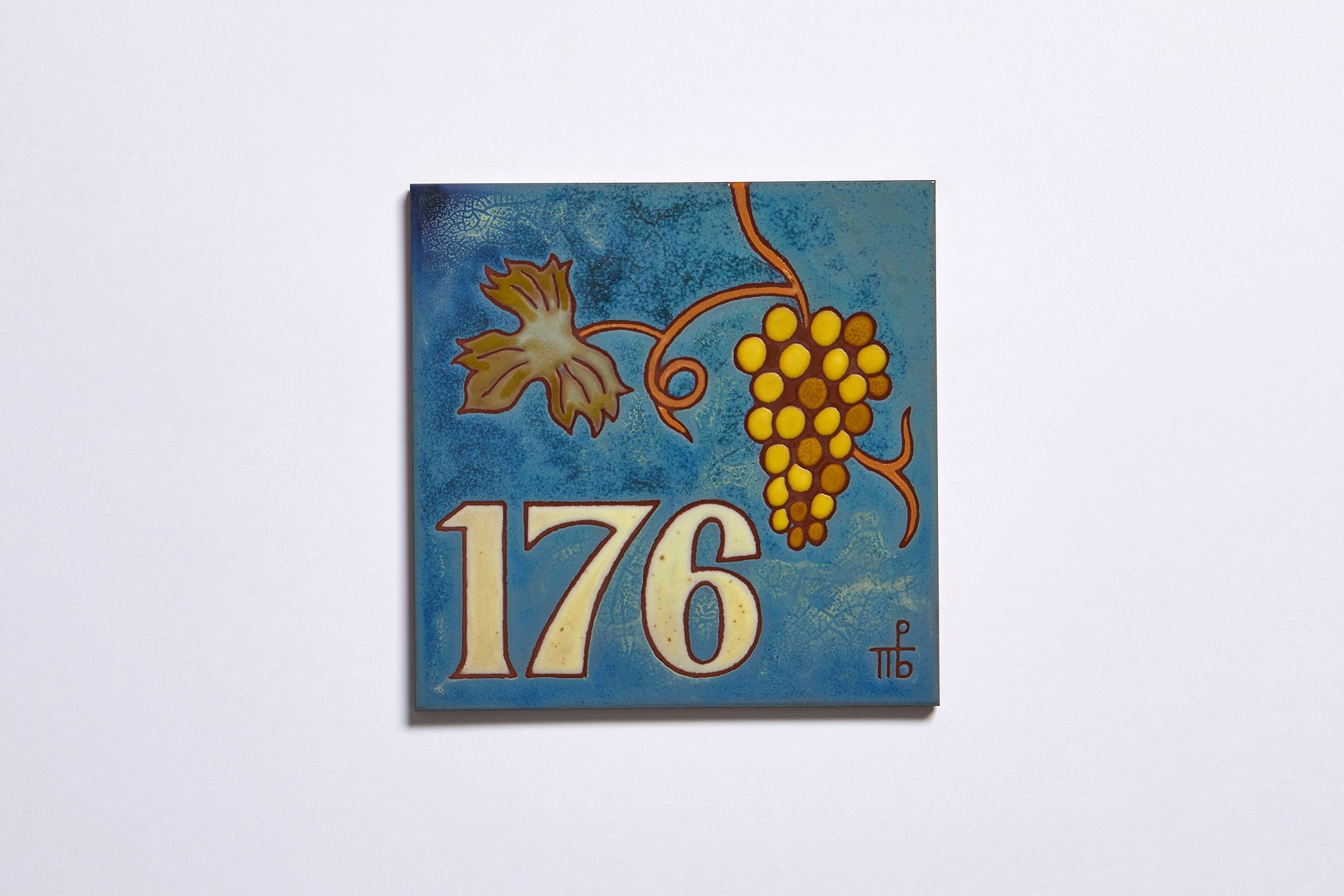 Bunch of Grapes Ceramic Handmade House Numbers Tile Decor Home Entrance ...