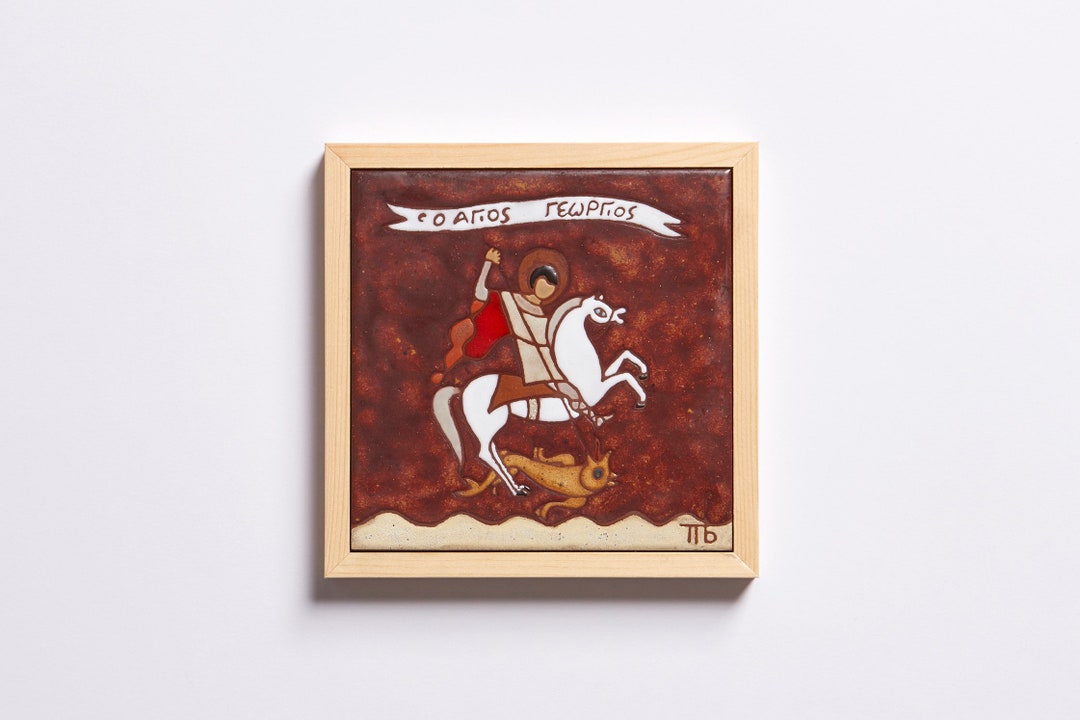 St George Day Ceramic Tiles Aghios Georgios Christinity Greek Byzantine ...
