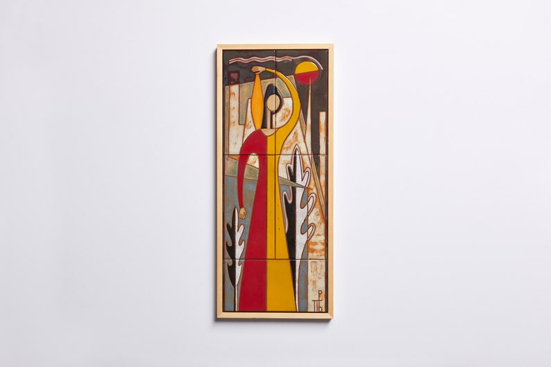 Mid Century Modern Wall Decor Female Figure Colorful Wall | Etsy