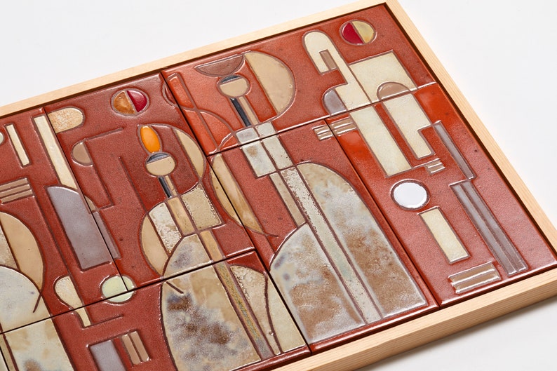 Modern Abstract Figures Horizontal Ceramic Wall Art Mural Tile Original ...