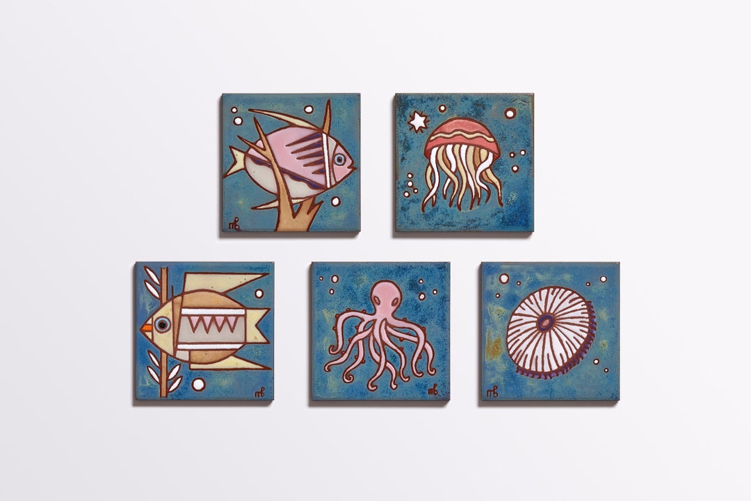 Bathroom Makeover Decorative Tile Sea Bed Theme Handpainted House ...